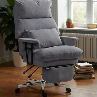 Overstuffed Office Chair with Footrest & Lumbar Support, 160掳 Recline ...