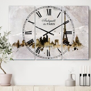 Designart 'Paris with Eiffel Silhouette' Cottage 3 Panels Large Wall ...