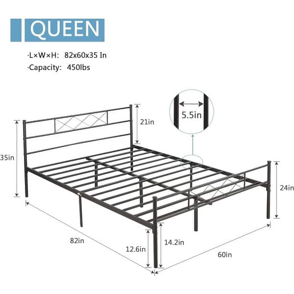 VECELO Modern Premium Metal Platform Bed Frames, Twin/Full/Queen Size ...