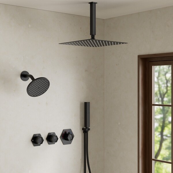 EVERSTEIN Dual Heads System 12"Rain Shower Faucet and High Pressure 6 ...