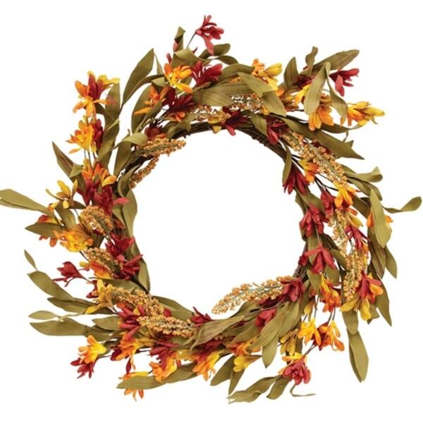Harvest Wildflower and Heather Wreath Fall Wall Hanging 22 Inch - Bed ...