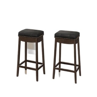Set of 2 Saddle Bar Stools Backless Counter Height with Neil head Faux ...