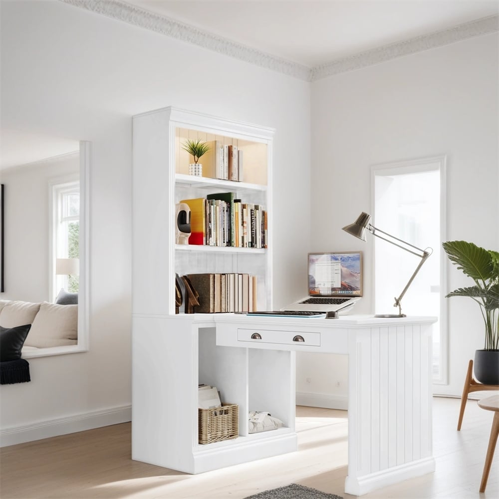 Modern Storage Bookcase with Study Desk and LED Lighting - Bed Bath ...