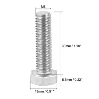 M8 Thread 30mm 304 Stainless Steel Hex Head Screws Bolts Fastener 5pcs ...