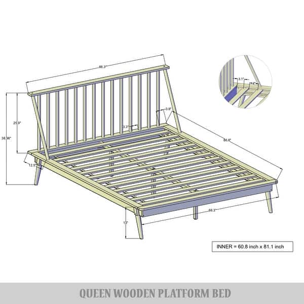 CraftPorch Vintage Wooden Platform Bed - Bed Bath & Beyond - 39881159