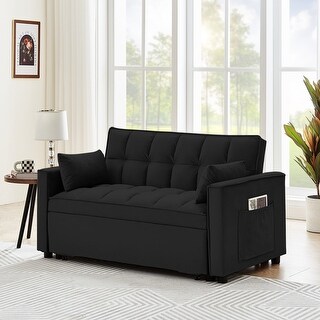 Sleeper Sofa Couch with Pull Out Bed, 55" Modern Velvet Sofa Bed - Bed ...