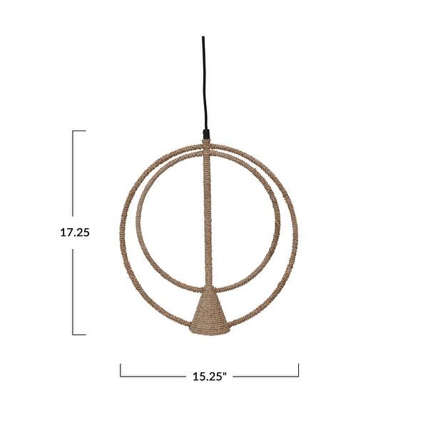 Rope Pendant Light with Metal Frame, Abaca - Bed Bath & Beyond - 34591830