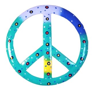 Tropical Ocean Blue Peace Sign 8 Inch Wall Decor Haitian Metal - Teal ...