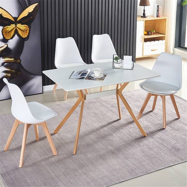 Modern Minimalist Style Dining Table MDF Top Metal Shelf Metal Heat ...