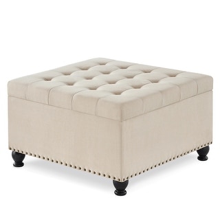 Square Storage Ottoman with Wooden Legs - Bed Bath & Beyond - 40825841
