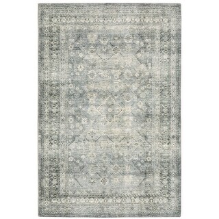 Reagan Blue Ivory Oriental Distressed Traditional Casual Area Rug - Bed ...