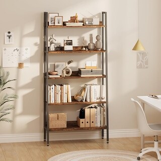 5-Tier Metal Frame Storage Rack, Industrial Open Bookcase - Bed Bath ...