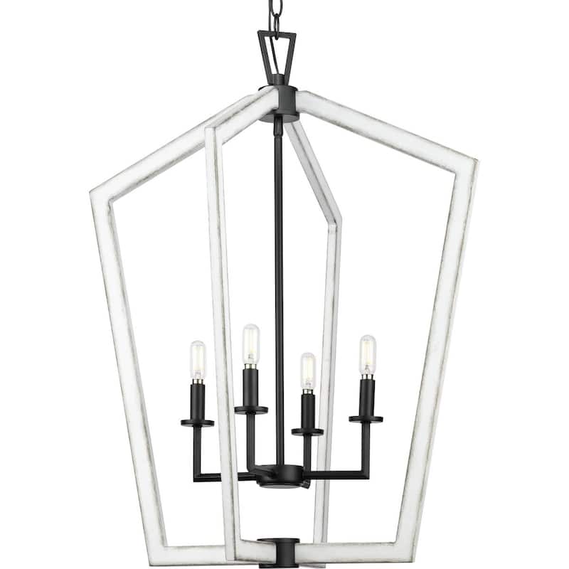 Galloway Collection 4-Light 30 in. Matte Black Modern Farmhouse Foyer ...