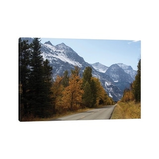 iCanvas "Trees Along A Road With Mountain Range In The Background ...