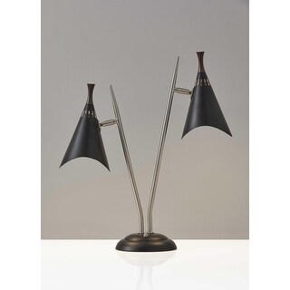 Matte Black Metal Two Light Desk Lamp Smart Outlet Compatible - Bed ...