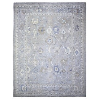 Shahbanu Rugs Cadet Gray Hand Knotted Afghan Oushak Soft Colors ...