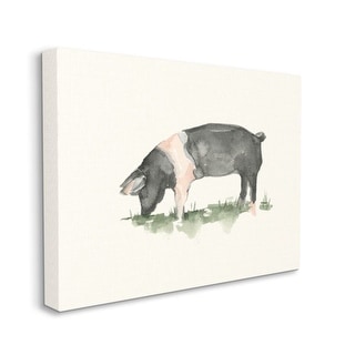 Stupell Farm Pig Grazing in Field Hog Watercolor Canvas Wall Art - Bed ...