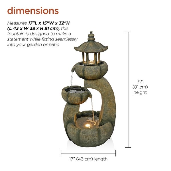 2 Layered Pavilion Polyresin Fountain with LED Lights - Bed Bath ...