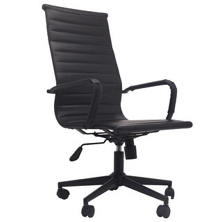 Retired Black Modern High Back Office Chair Ribbed PU Leather Tilt ...