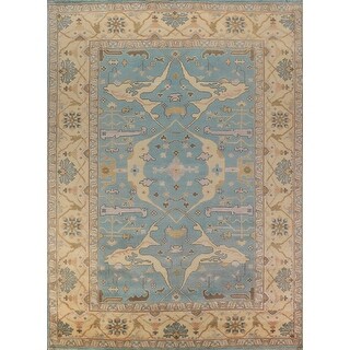 Light Blue Oushak Area Rug Handmade Oriental Wool Carpet - 9'3"x 12'0 ...