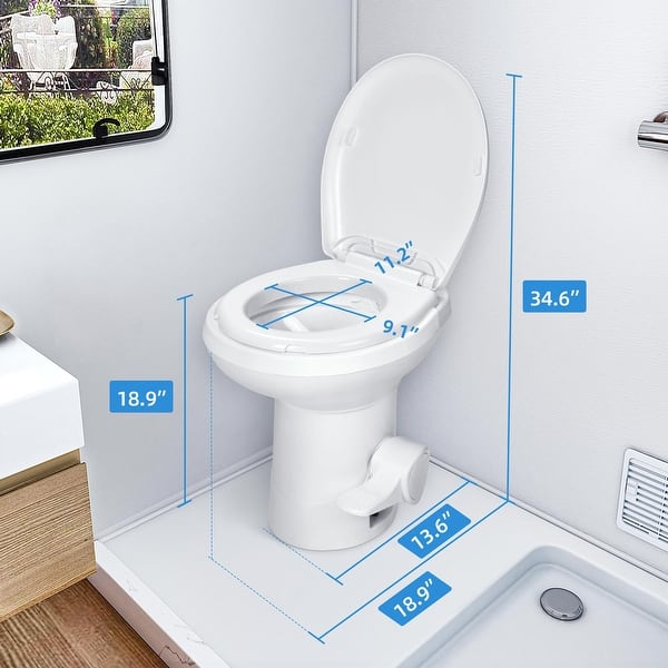 RV Toilet with Pedal Flush Gravity Flush Toilet High Profile - White ...