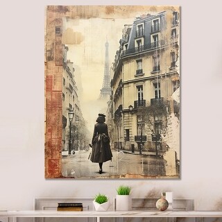 Designart "Paris Chronicles Vintage Collage I" City Paris Canvas Prints ...