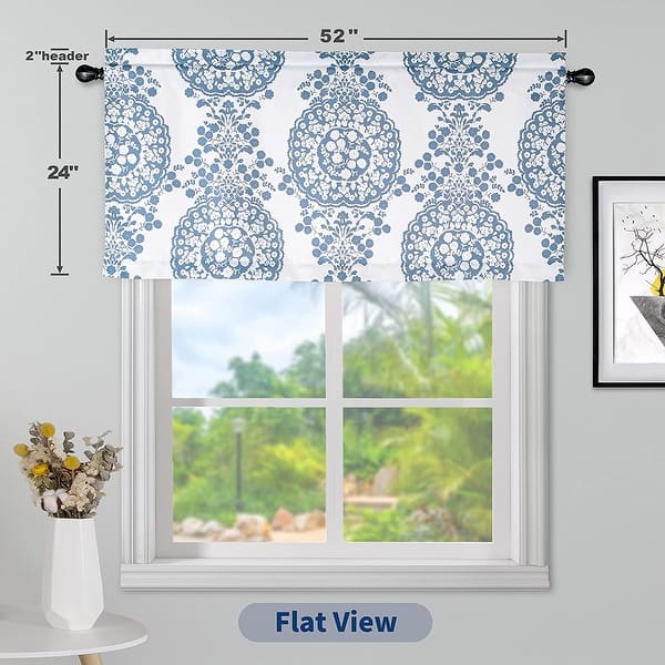 DriftAway Samantha Floral Damask Medallion Pattern Valance Rod Pocket ...
