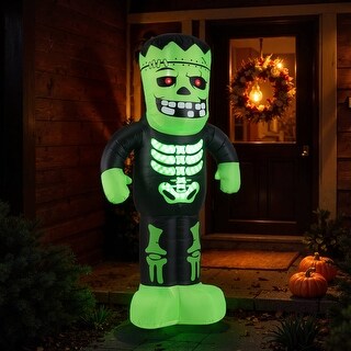 8.4 Ft Halloween Inflatable Frankenstein Skeleton Light Up Decoration ...