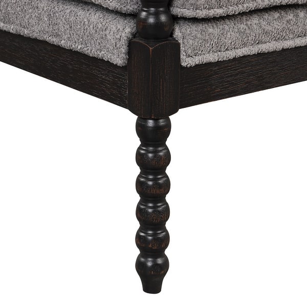 Spindle Chair Velvet Accent Chair with Ottoman, Armrests pad, Footrest ...