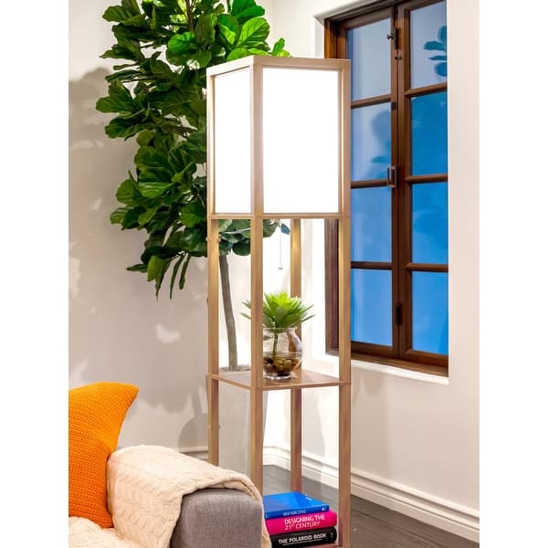 Brightech Maxwell Shelf LED Floor Lamp - Wood - On Sale - Bed Bath ...