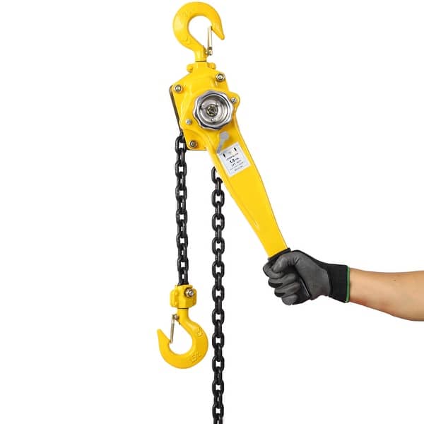 Chain hoist 3300 lbs. Yellow 10 ft. Steel Lever Chain Hoist Log Hook ...