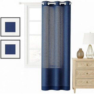 Urban Lifestyle Sheer Navy Colorblock Window Panel - Bed Bath & Beyond ...