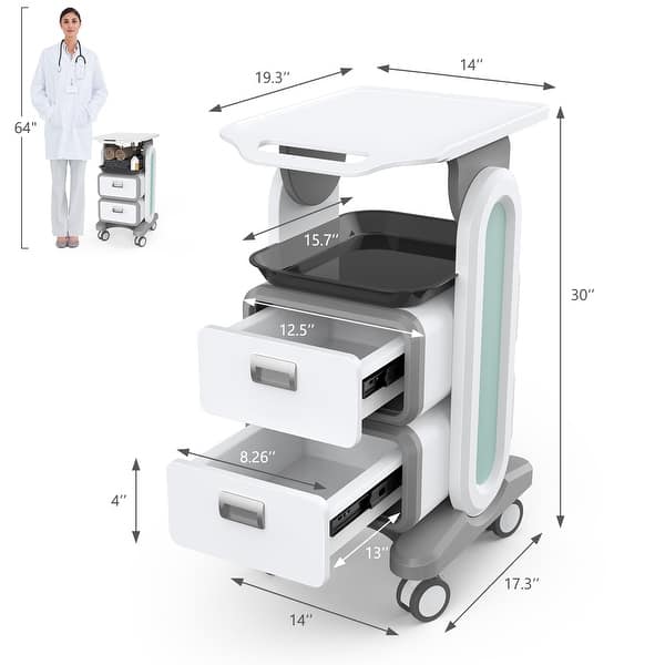 Mobile Medical Trolley Cart 130 Lbs Load Portable Professional Cart for ...