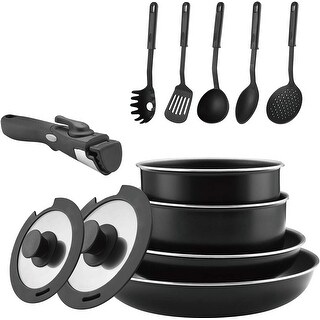 12 Piece Non-Stick Cookware Set Non-Stick Pans and Pots with Removable ...