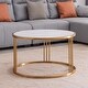 Sintered stone round coffee table with golden stainless steel frame ...