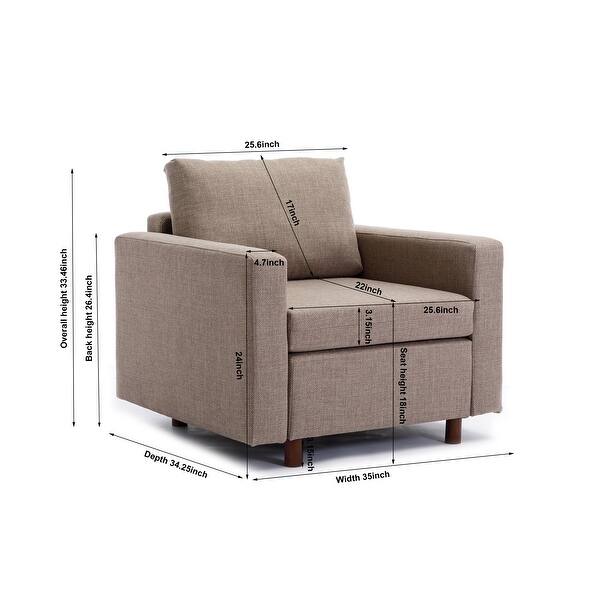 Single Seat Module Sectional Sofa Linen Fabric Couch with Ottoman ...