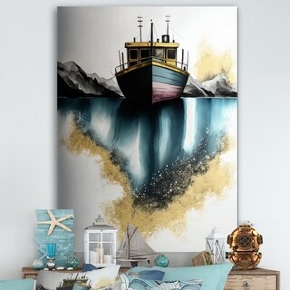 Designart "Green Modern Fishing Boat" Coastal Boat Canvas Prints - Bed ...