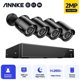 ANNKE 1080p Wired Security Camera System with 8CH 6-in-1 DVR, 100 ft ...