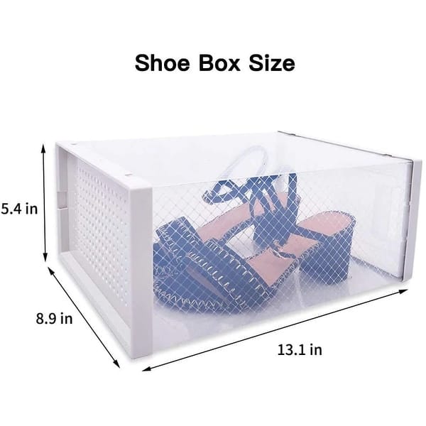 Foldable Shoe Box, Stackable Clear Shoe Storage Box - Storage Bins Shoe ...