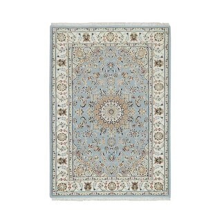 Hand Knotted Blue Fine Oriental with Wool Oriental Rug (4' x 6') - 4' x ...