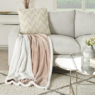 Boho Blush Pink Fleece and Sherpa Accent Throw - Bed Bath & Beyond ...