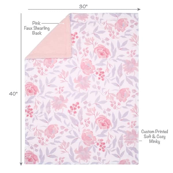 Bedtime Originals Lavender Floral Pink/Purple Soft Fleece Baby Blanket ...