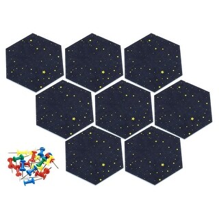 8Pcs Hexagon Felt Bulletin Tile Self Adhesive Wall DIY Pin Board - Navy ...