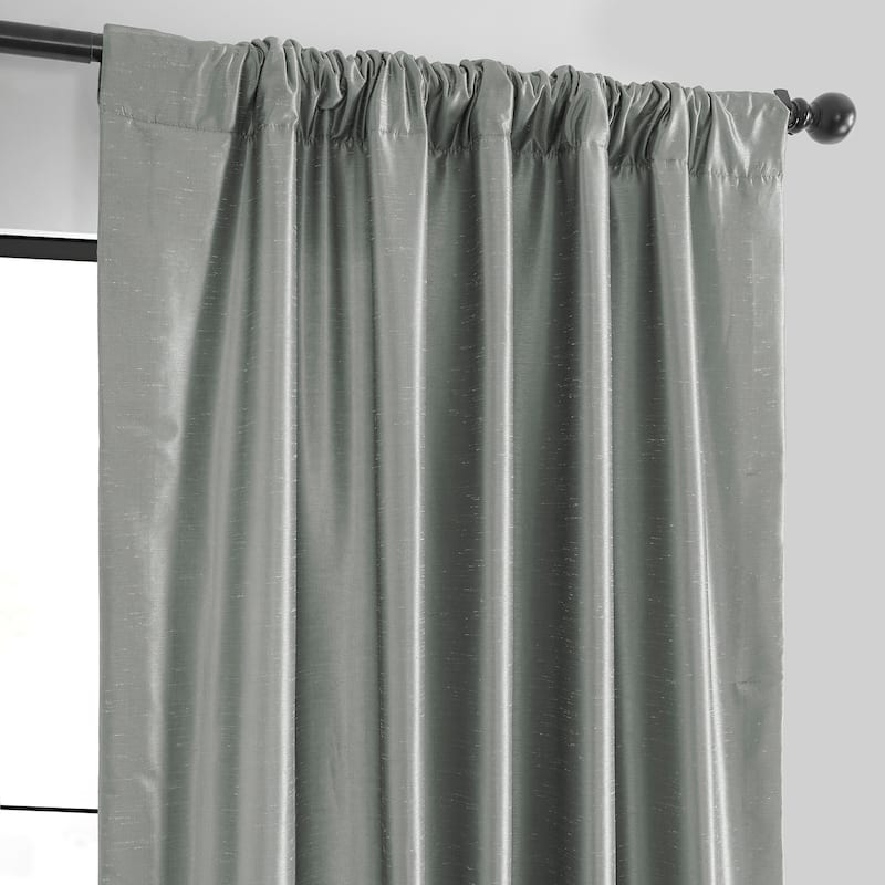 Ex. Fabrics Silver Faux Textured Dupioni Silk Curtain (1 Panel) - On ...