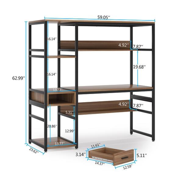 Tribesigns 59 Inches Computer Desk with 5 Storage Shelves and One ...