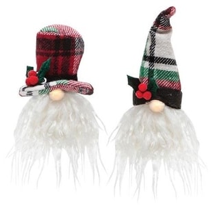Plaid Santa Gnome Ornament w/LED Light 2 Asstd. - 5" high by 3" wide ...