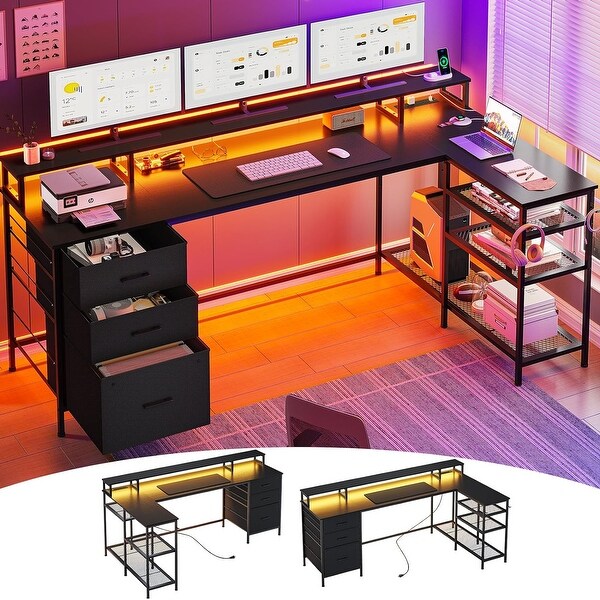 Tribesigns 55/53 inch Reversible L Shaped Computer Desk with Storage ...