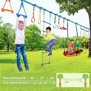 Hapfan 50ft Ninja Warrior Obstacle Course for Kids with Swing,Tree ...