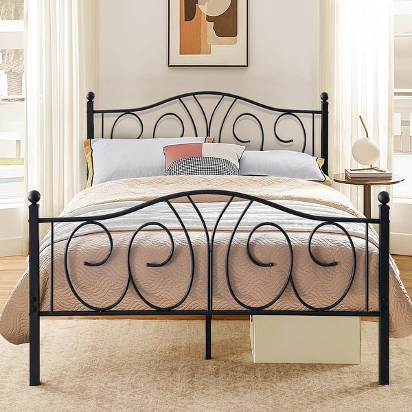 black scroll bed frame