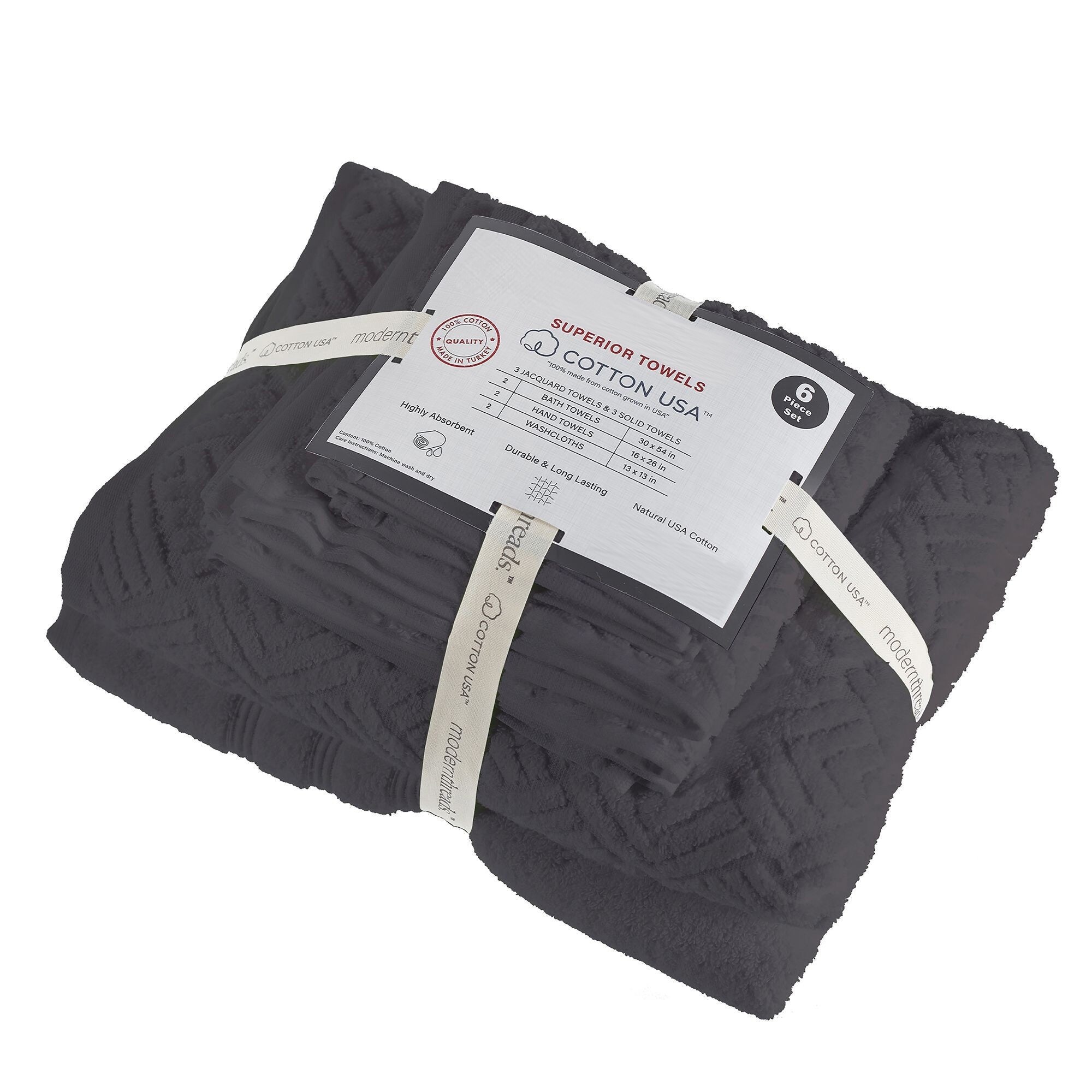 dark gray patterned towels